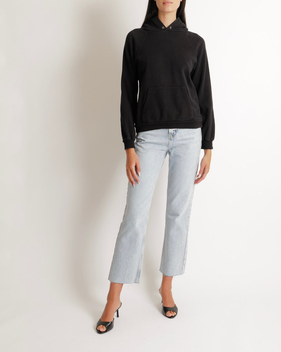 ⁠Celine Black Hooded Jumper with White Logo Detail Size L (UK 12) – Sellier