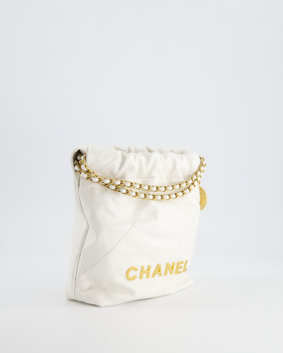 *HOT* Chanel Mini 22 Bag in White Calfskin with Gold Hardware – Sellier