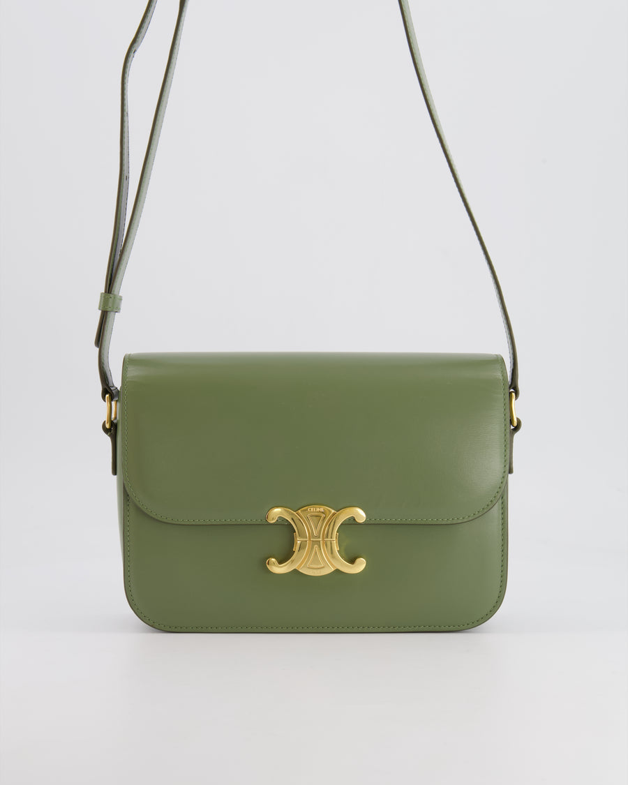 *HOT* Celine Classique Triomphe Bag in Olive Green Matte Calfskin Leat ...