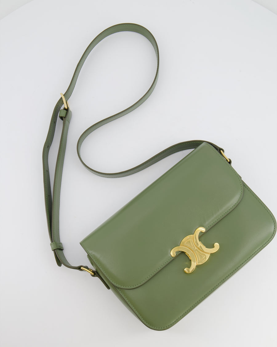 *HOT* Celine Classique Triomphe Bag in Olive Green Matte Calfskin Leat ...