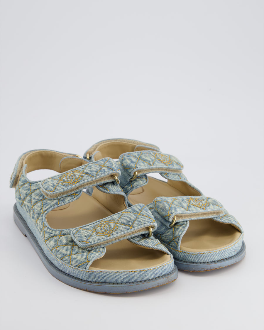 Chanel Blue Denim Quilted Dad Sandals Size EU 37.5 – Sellier