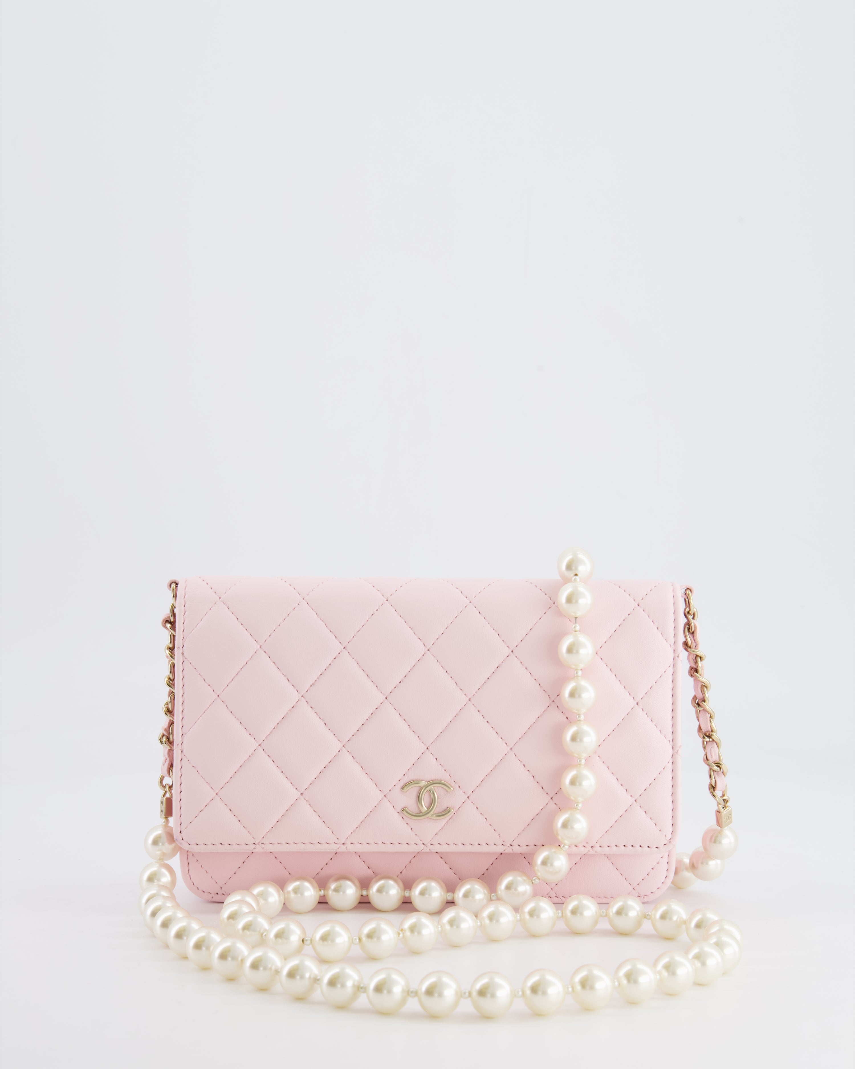 *HOT* Chanel Baby Pink Wallet on Chain in Lambskin Leather with Pearl ...
