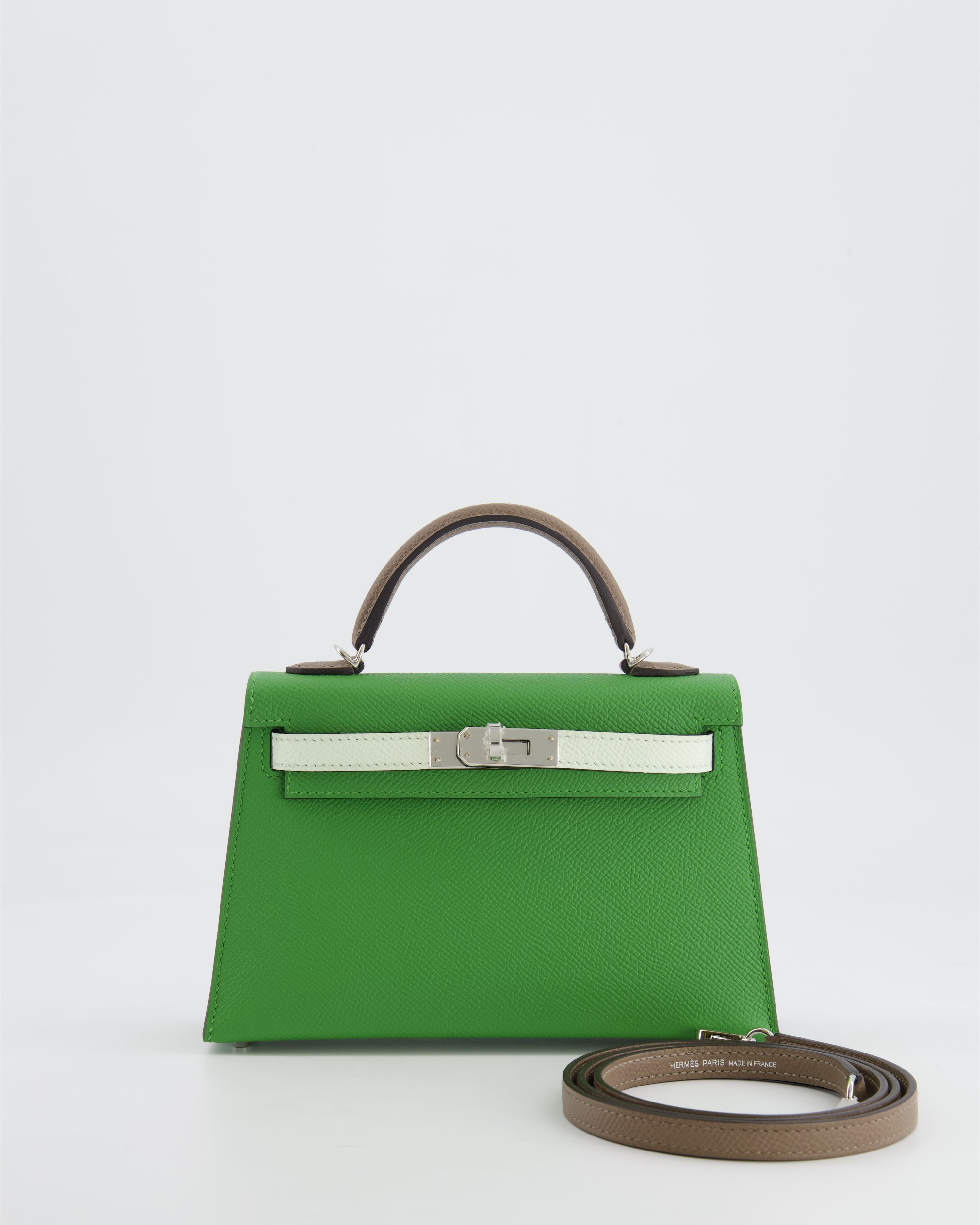 *RARE* Hermès Mini Kelly II Tricolour 20cm Bag In Vert Yucca, Vert Fiz ...
