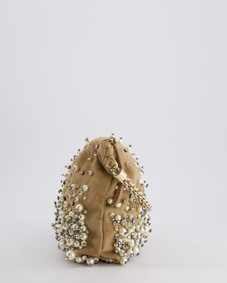 Lydia Millen’s Jimmy Choo Beige Suede with Pearl Embellishment Detail ...