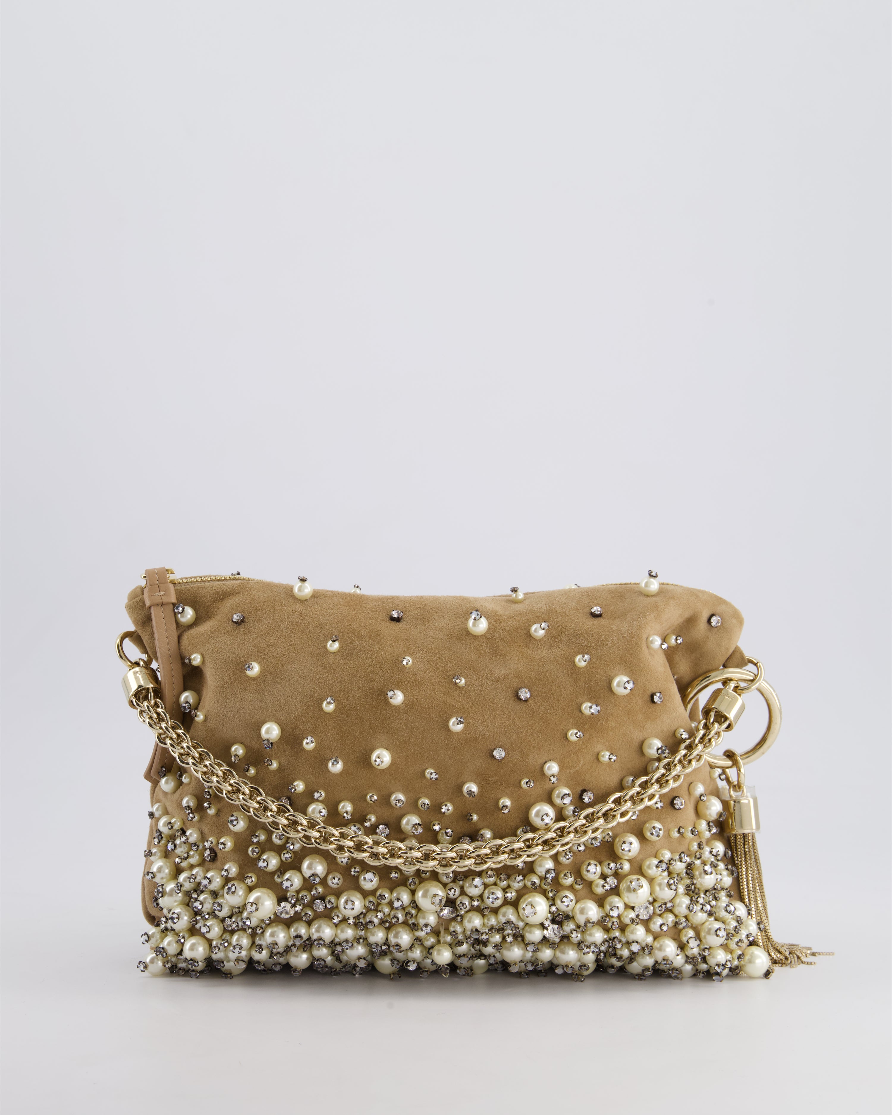 Lydia Millen’s Jimmy Choo Beige Suede with Pearl Embellishment Detail ...