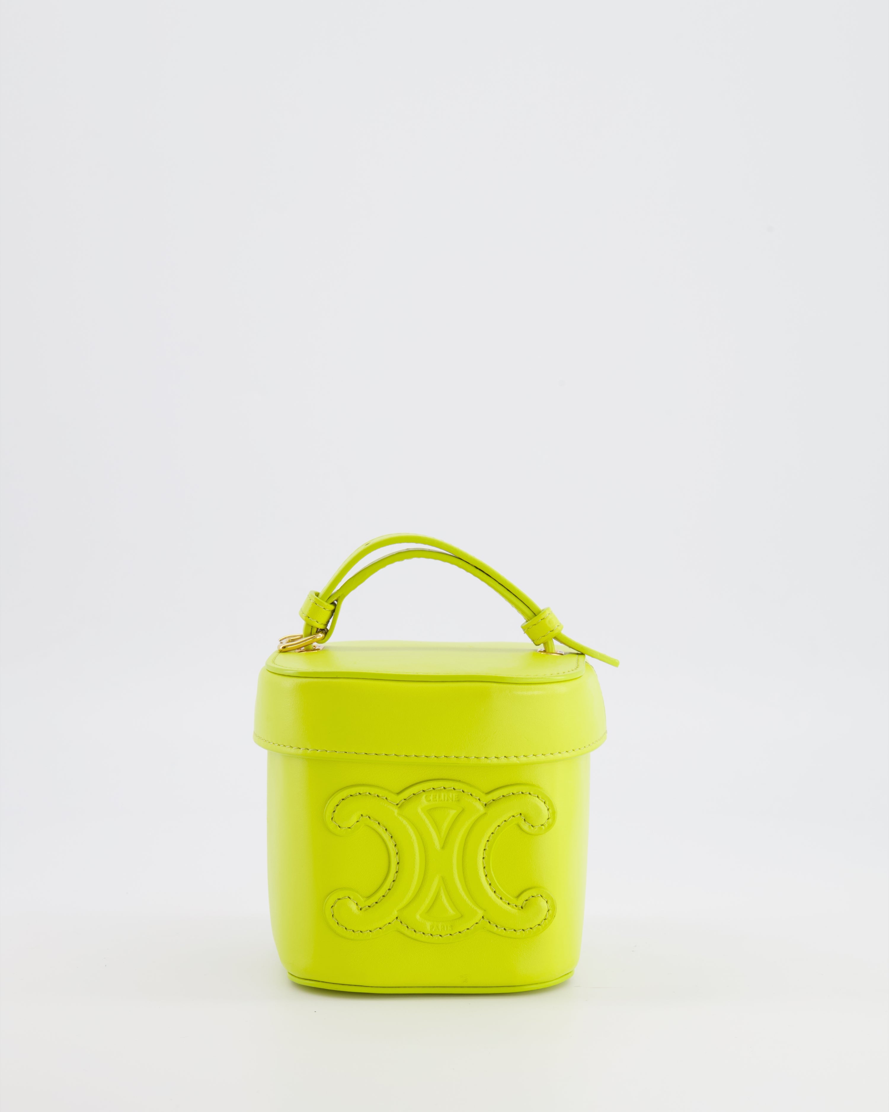 Celine Lime Yellow Leather Small Box Cuir Triomphe Bag – Sellier